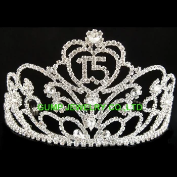 Rhinestone Crown Girls Number 15 Birthday Crystal Tiara - Buy ...