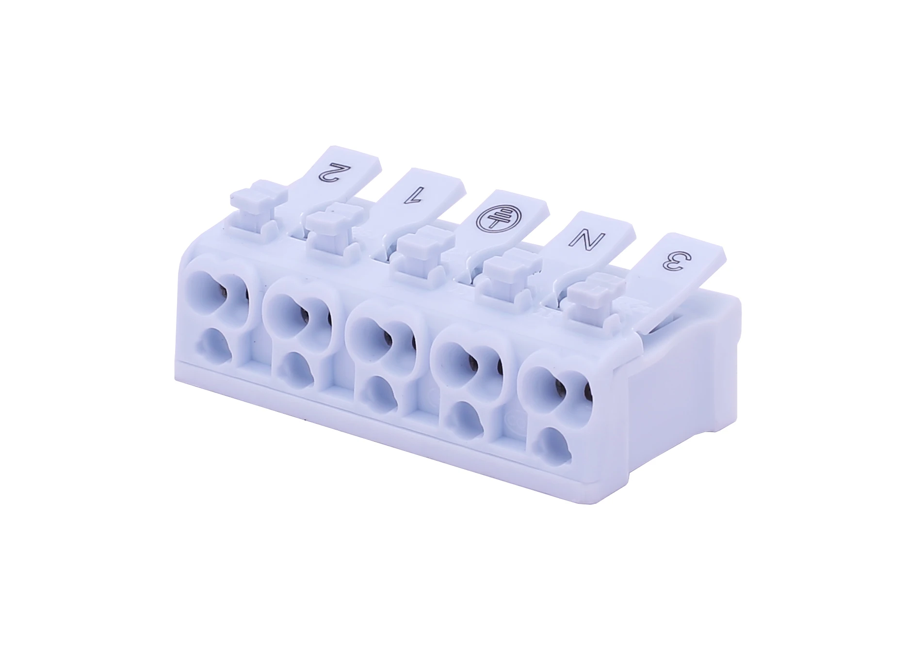 White 16A 400V 5 Way Indoor Small Cable Clamp Terminal Block for Spot Lamp