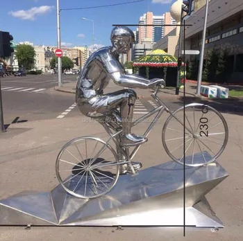 Man On Bicycle Statue Stainless Steel Modern Sculpture - Buy Stainless ...