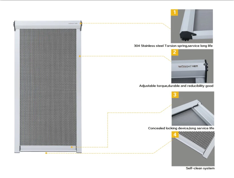 Retractable Sliding Window Screen Aluminum Window Frame Roll Up Pleated ...