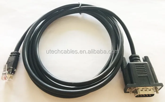 RS232 DB9M to RJ12 6P Shield Black Adapter Cable for Symbol 2meter