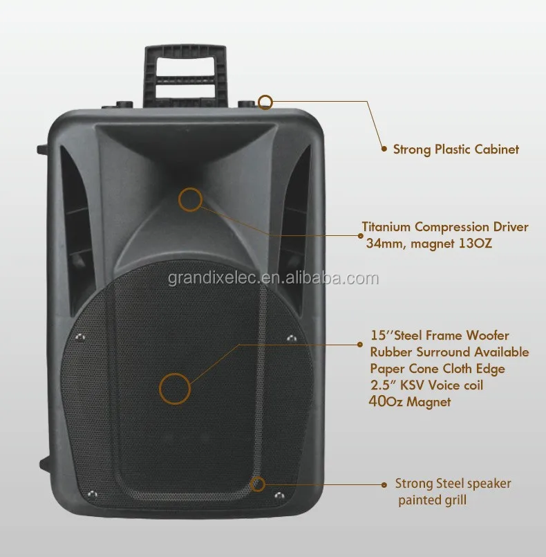 YXK-15AUC 15inch Cabinet Rechargeable Sound Speaker - Portable Audio