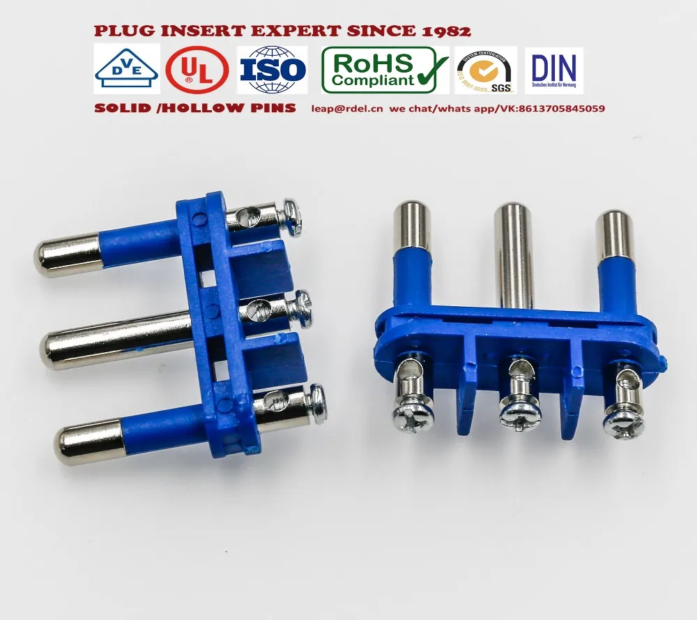 It-02 Italy Plug Insert 4.0mm 10a 3-pin,3-pole,3-prong Semi-insulated ...