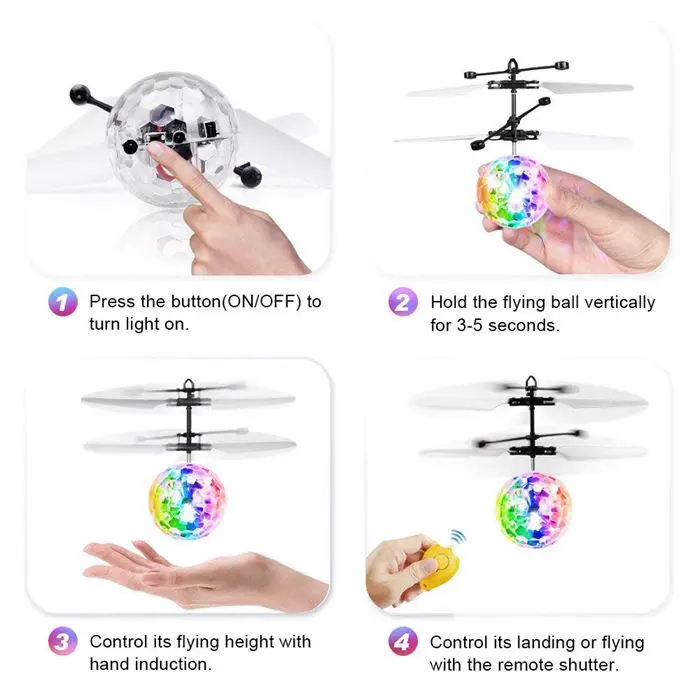 Flying Ball Toys,Rc Toy For Kid Boys Gift Rechargeable Light Up Ball ...