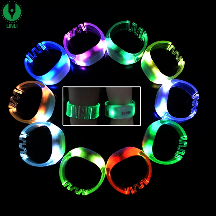 Very Bright At Night Pvc Led Remote Control Bracelet Size Adjustable ...