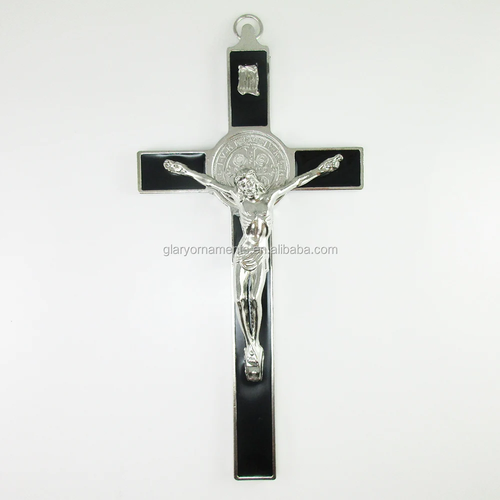 Black Enamel 8 Inch Big Wall Cross Saint Benedict Crucifix - Buy 8 ...