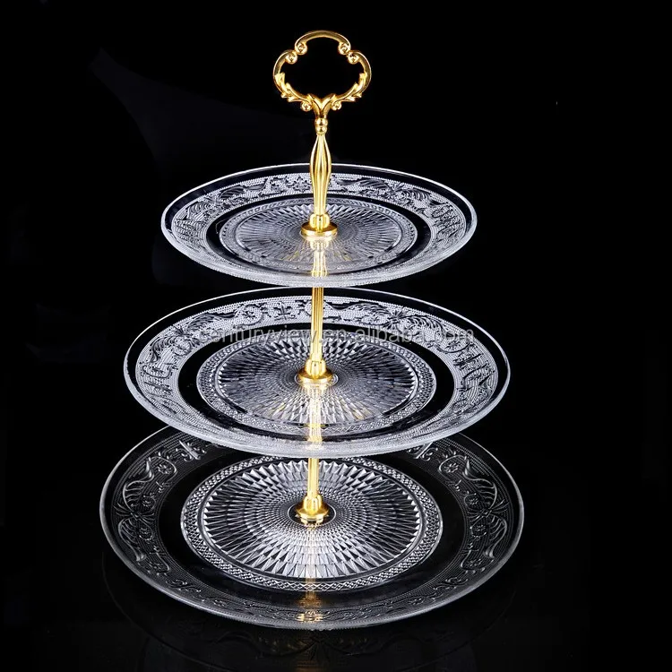 3 Tier Heart Shape Fancy Wedding Glass Snacks Food Serving Trays Cake ...