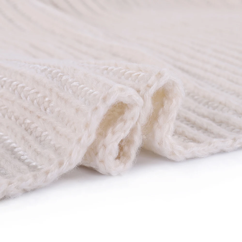 Super Soft Warm Cream Knit Throw Blanket - Portable & Anti-pilling
