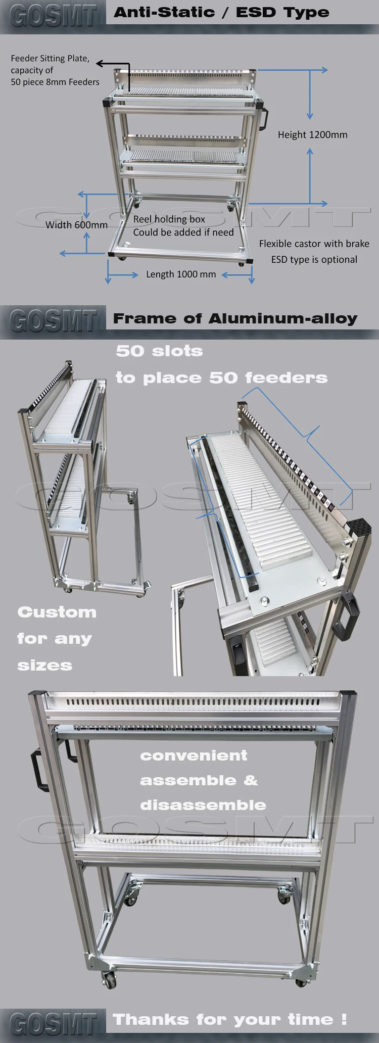 Professional SMT Feeder Storage Cart for SM Samsung Feeder
