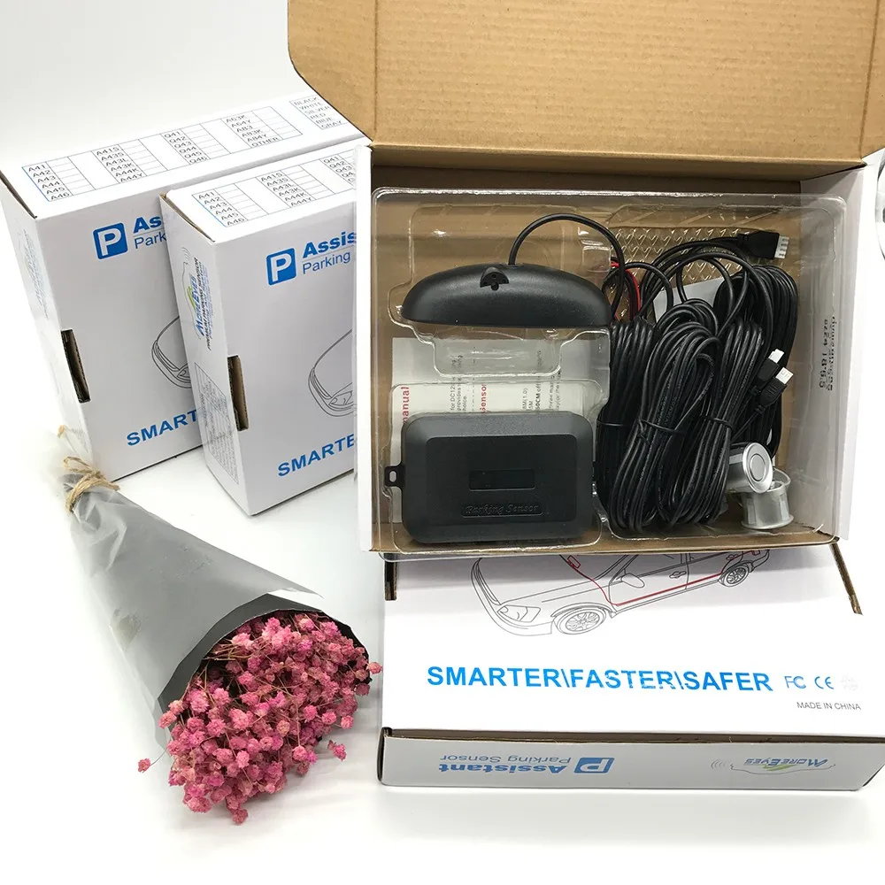 4 Car Auto Back Up Sensors Reverse Radar System Alarm Kit Rear Parking ...