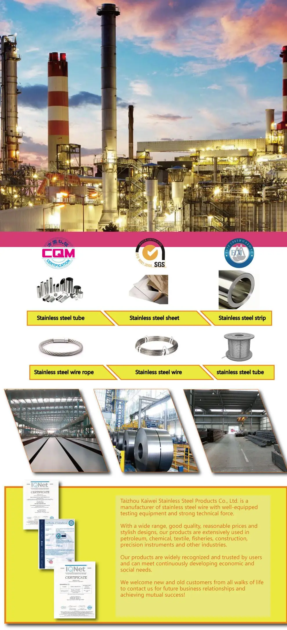 Taizhou Kaiwei Stainless Steel Products Co., Ltd. - Stainless Steel ...