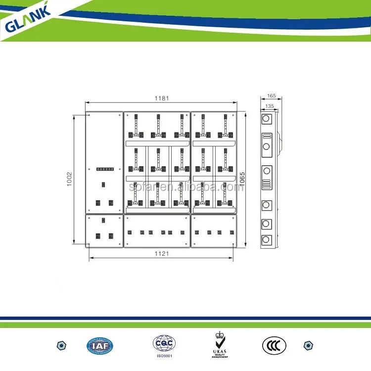 15 Households Single Phase Plastic Meter Distribution Cabinet With Main ...
