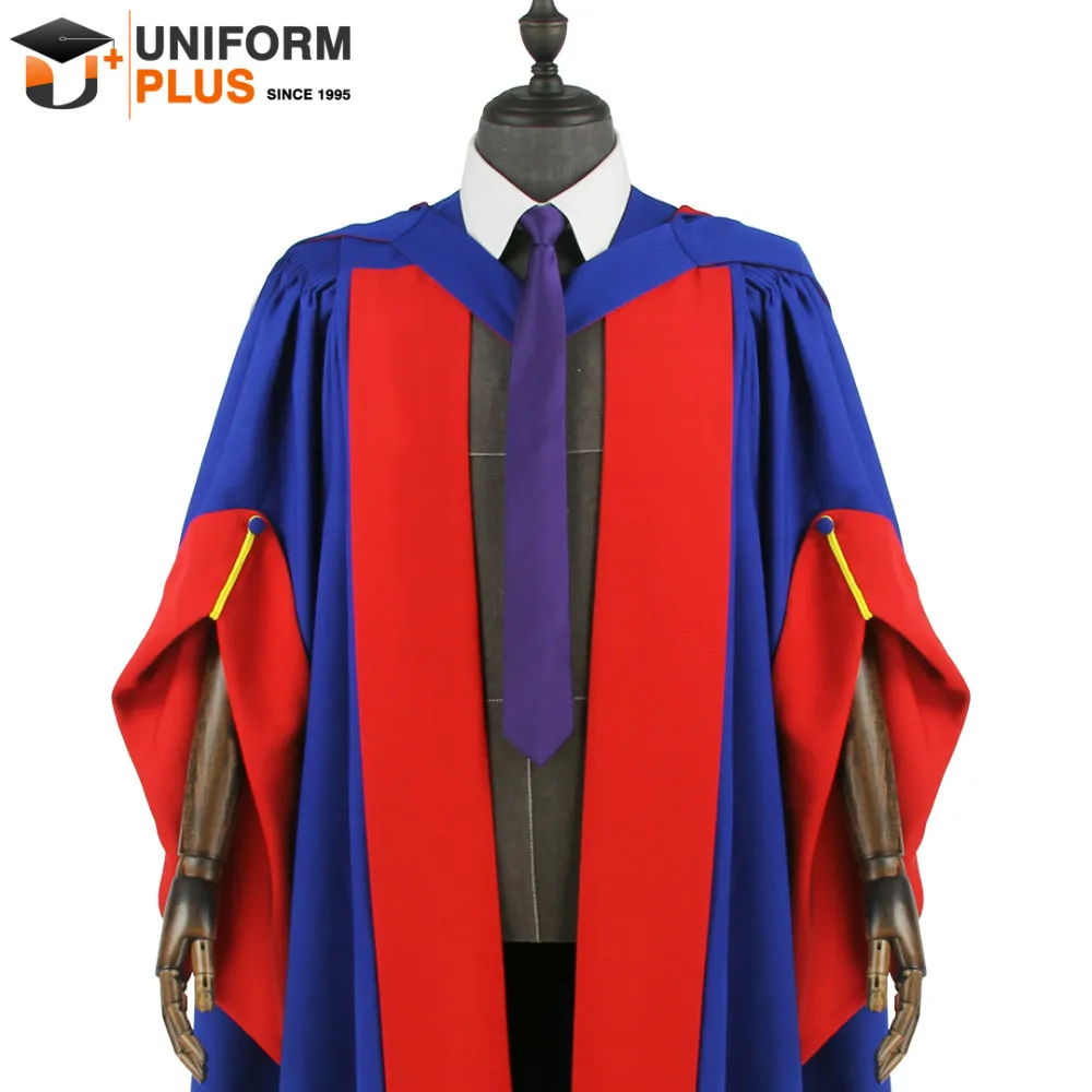 Classic Red Doctoral Graduation Gown - Phd Robe with Hood