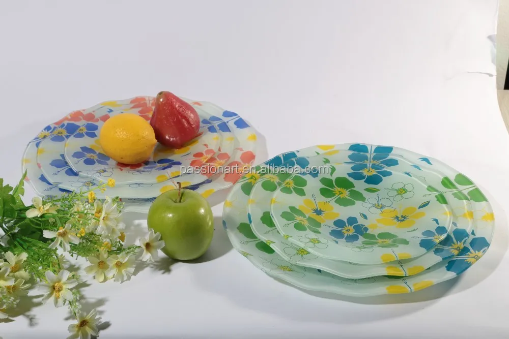 Advertising Gift Tempered Glass Dinner Plate With Rippled Edge - Buy ...