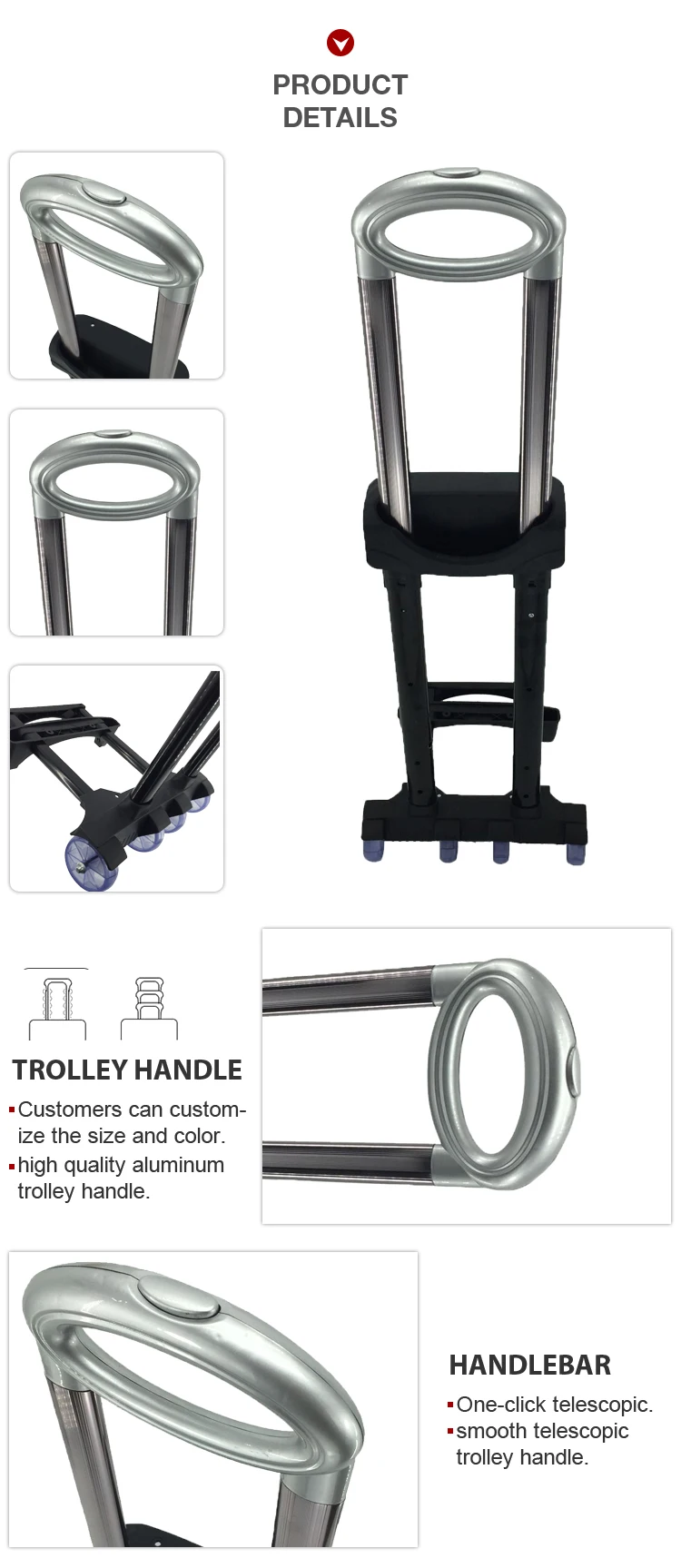 Hot Sell Telescoping/retractable/removable Trolley Handle With Wheel ...