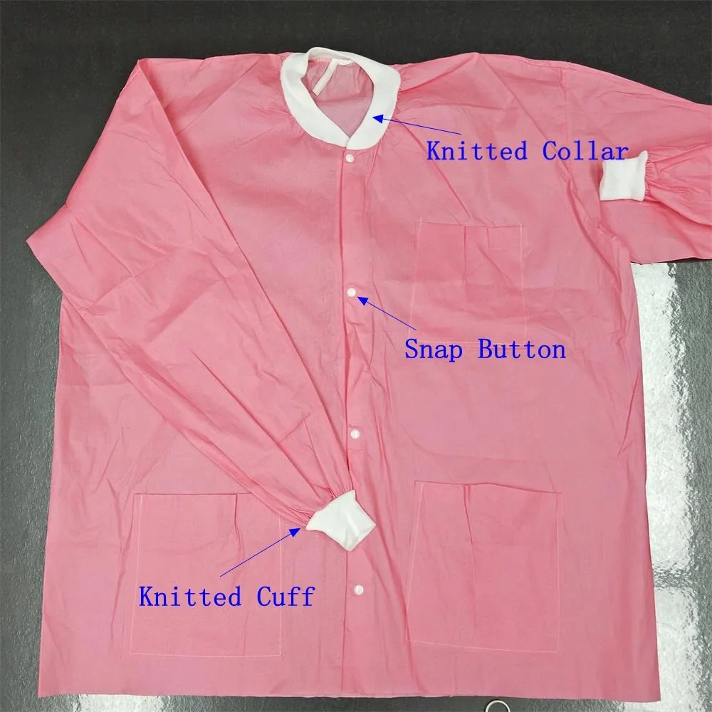 Disposable Sms Non Woven Medical Lab Coat Patient Coat Three Pockets ...