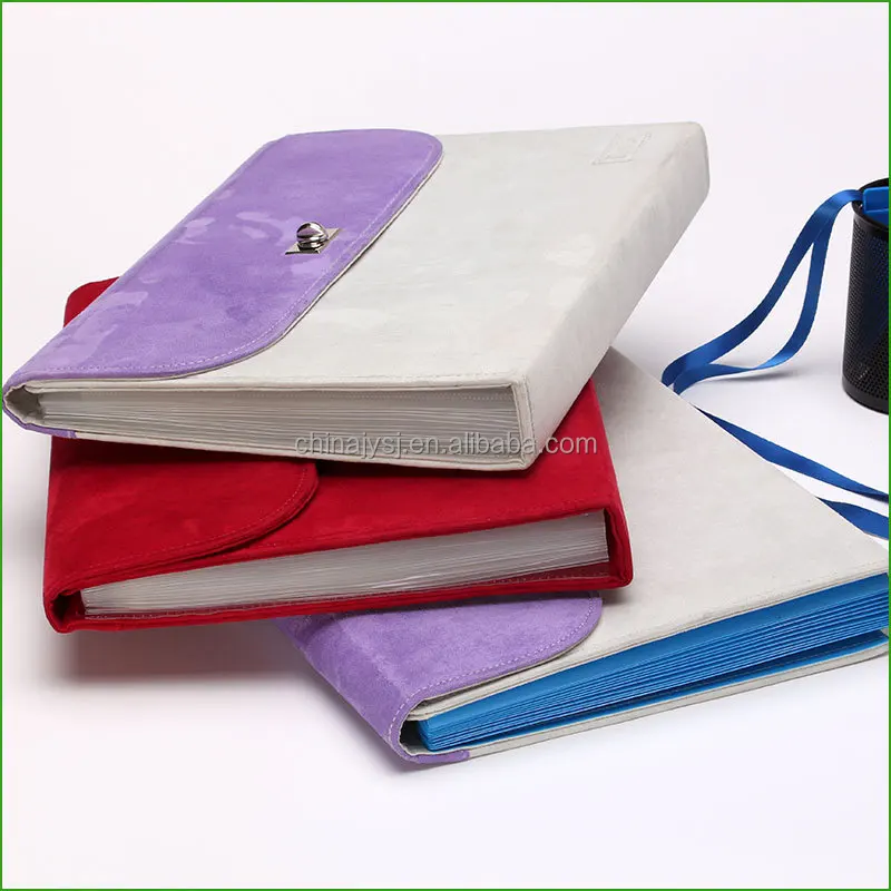 Portfolios Suede Cover Document Bag Wallet Fabric Expanding File Folder ...