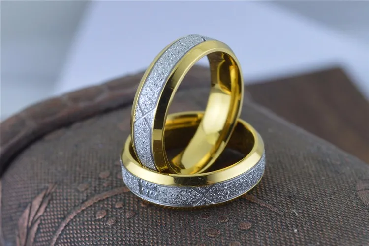 Personality Lovers Couples Stainless Steel Saudi Gold 3 Gram Gold Ring ...