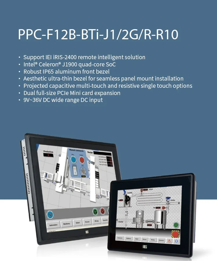 Iei Ppc-f12b-bt,12 Inch Industrial Panel Pc With Intel Celeron J1900 ...