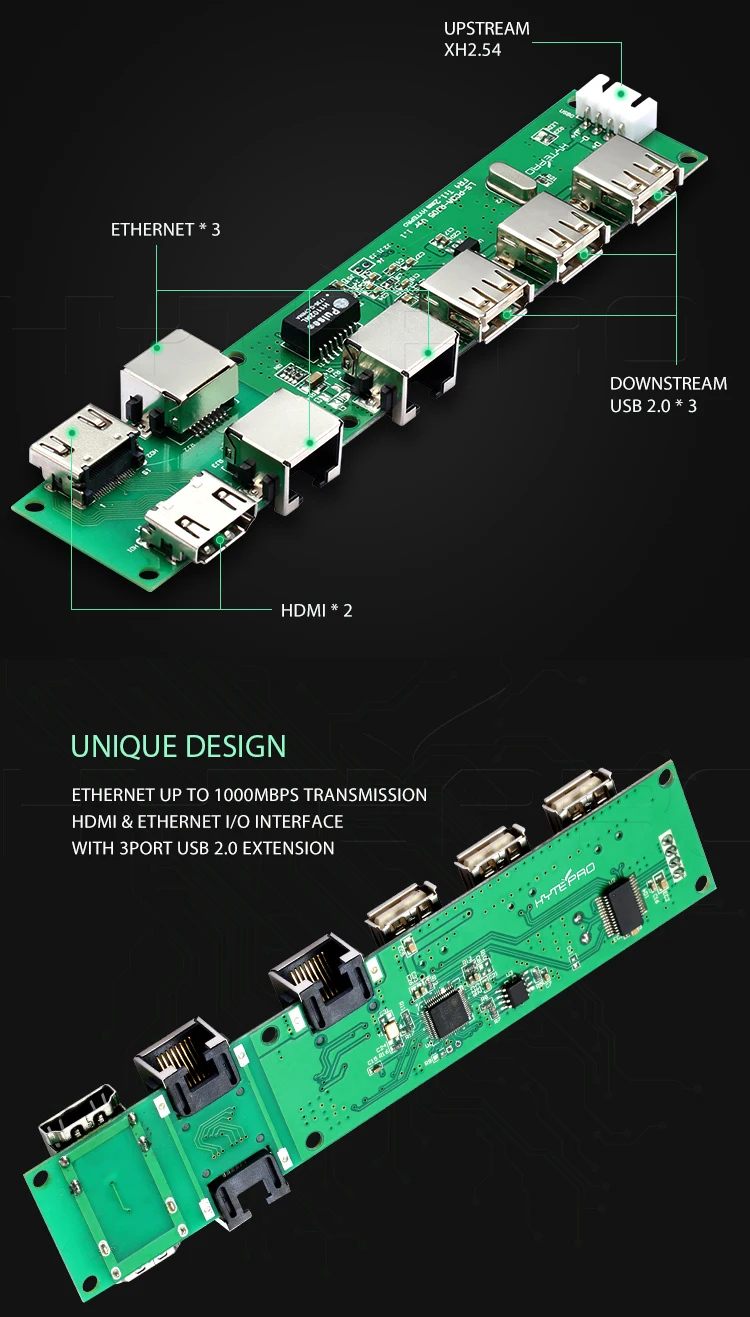 Hytepro Hytepro Usb Hub Ethernet Adapter Pcb 7 Port Usb 2.0 Pcb Board ...