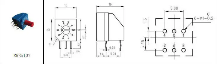 7 8 Position Mini Dip Slide Rotary Code Switch - CK Switch