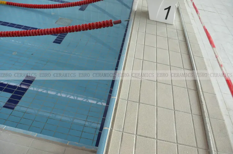 Ebro Blue Non-slip Ceramic Swimming Pool Edge Handle Tile Decking For ...