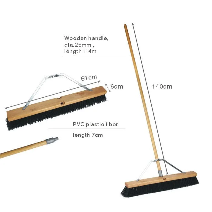 Industrial Wooden Handle Outdoor Push Broom - Easy Cleaning