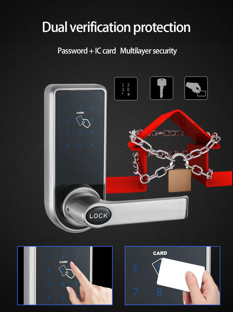 Smart Keypad Swipe Key RFID Card Reader Digital Code Handle Door Lock