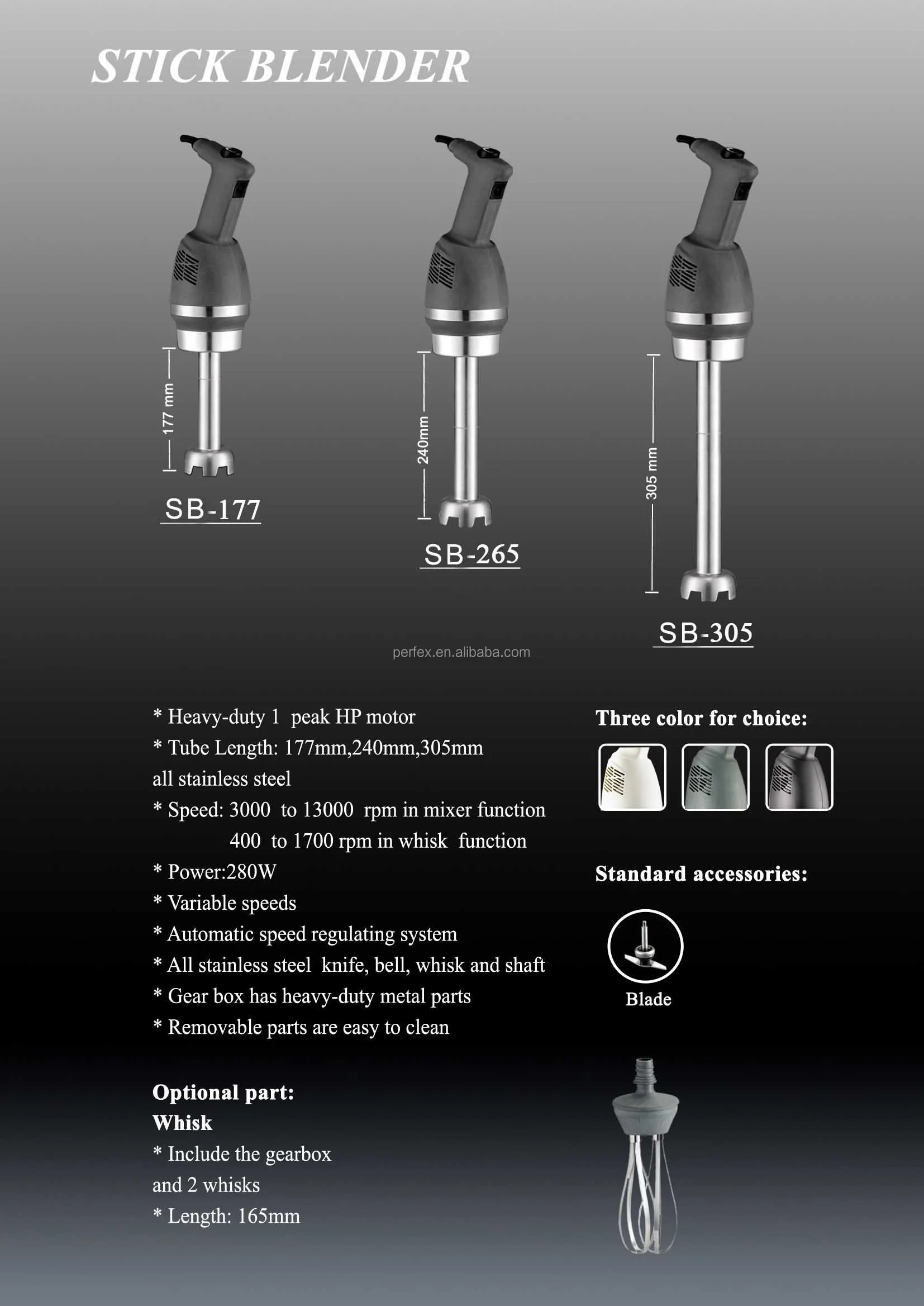 Perfex Hand Mixer Blender - 4 Speed Settings, 280w Power