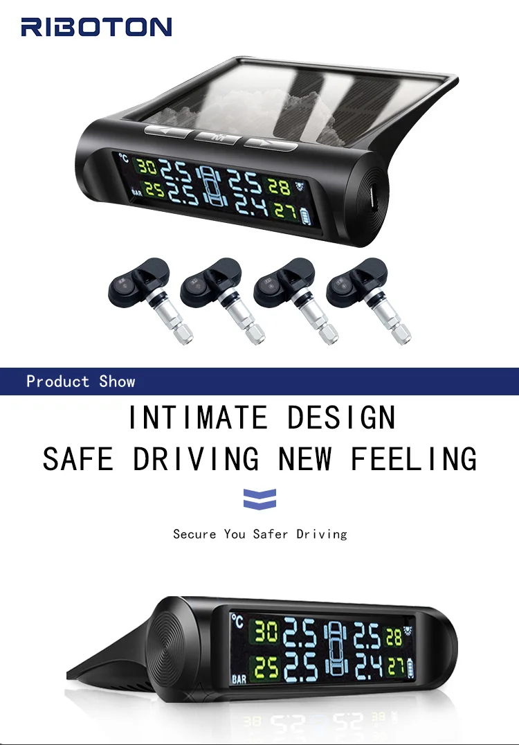 Smart Alarm Vehicle Solar Power Tpms For Four Wireless Water Proof ...