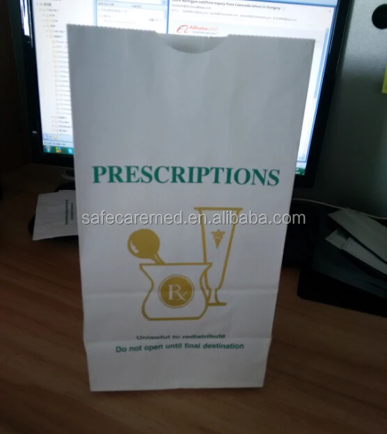 Flat Bottom And Pinch Bottom Pharmacy Prescription Paper Bag - Buy Flat ...