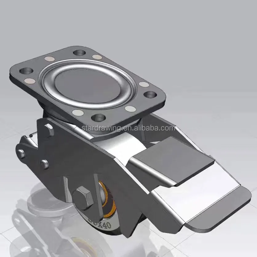 SS 500kg Stainless Steel Foot Operated Leveling Caster Wheel