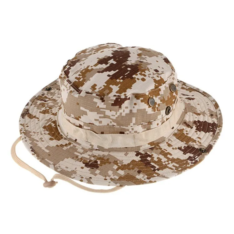 Outdoor Wide-brim Boonie Hat Camouflage Breathable Jungle Hat Eyelets ...