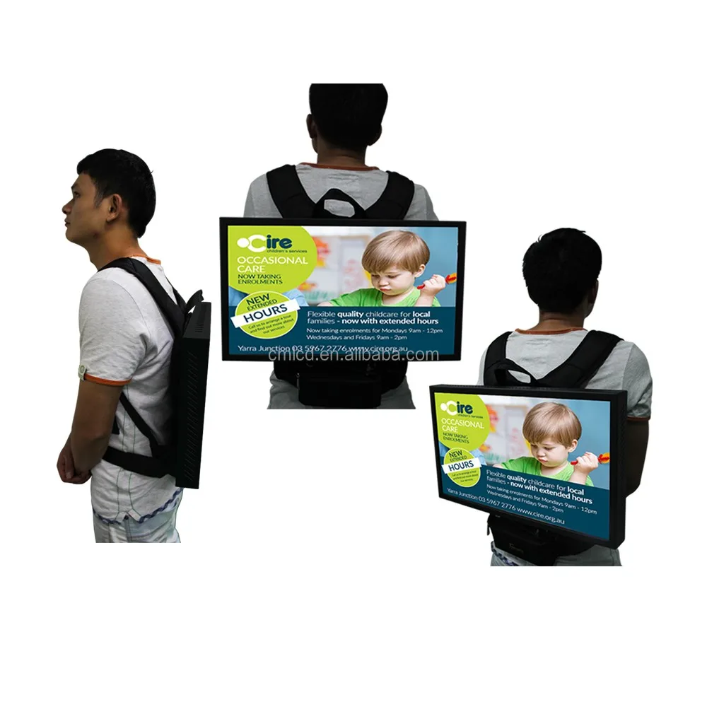 22 Inch Android Screen Full Hd Digital Lcd Play Backpack 1920*1080 ...