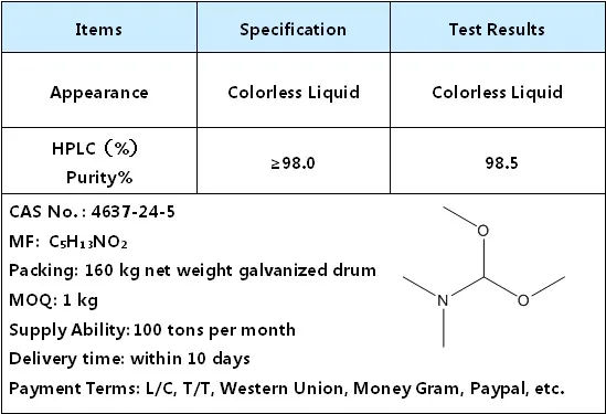 98%min N,N-dimethylformamide Dimethyl Acetal/dmf-dma Cas No.4637-24-5 ...