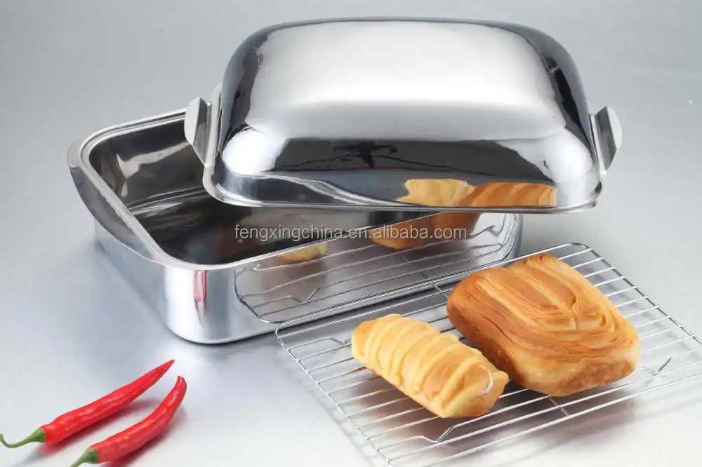 Stainless Steel Roasting Pan with High Dome Lid - Durable & Versatile