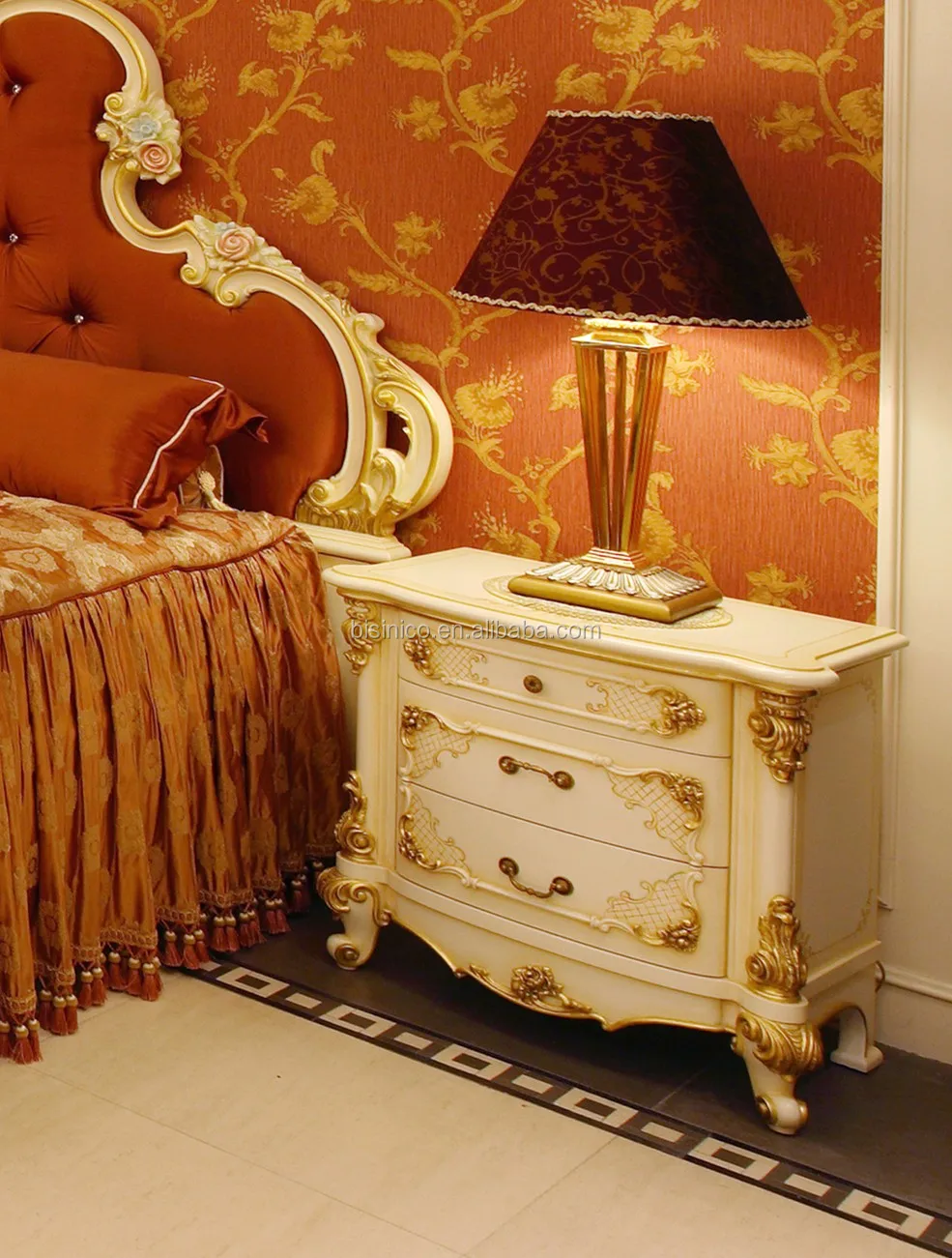 Luxury French Rococo White Gilded Dresser Table & Mirror/ European ...