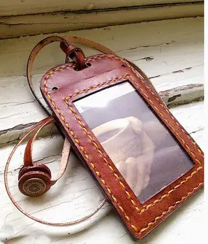 Leather Neck Chain Id Card Holder/ Badge Wallet Cases/ Id Holder - Buy ...