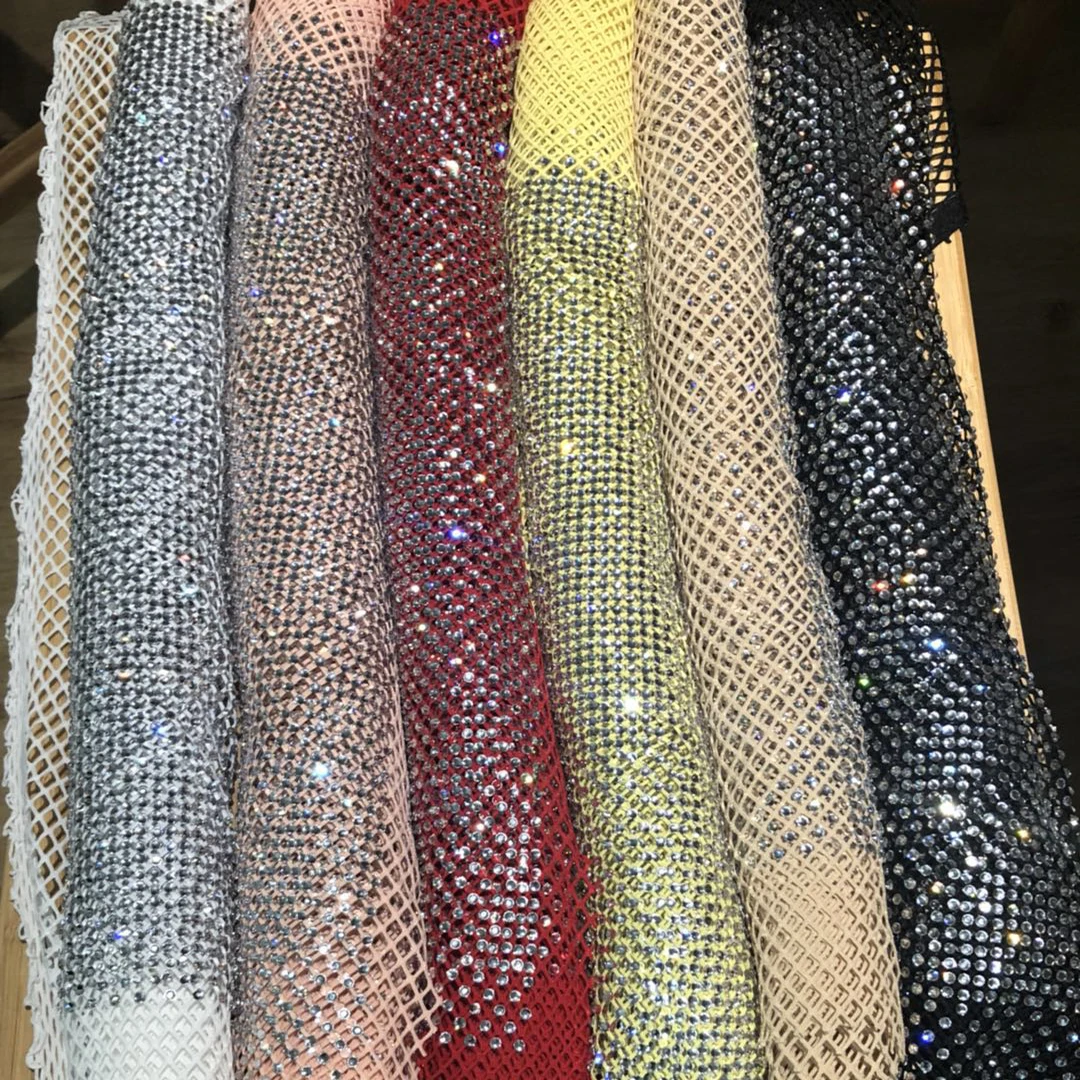 2019 New Design Stretch Elastic Rhinestone Net Mesh For Shoe Garment ...