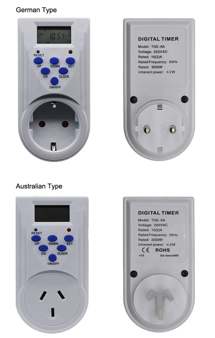 Tge-6a 220 Volt Australian Plug Programmable 24 Hour Digital Time ...