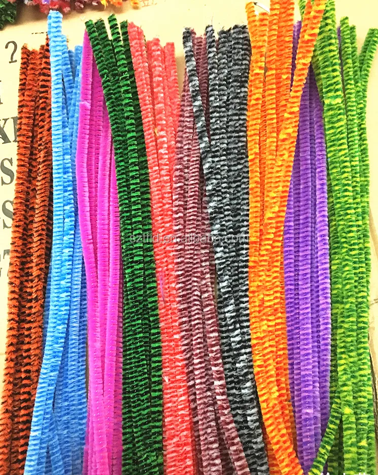 Tinsel Stripes Chenille Stem/metallic Stripes Pipe Cleaner/glitter ...