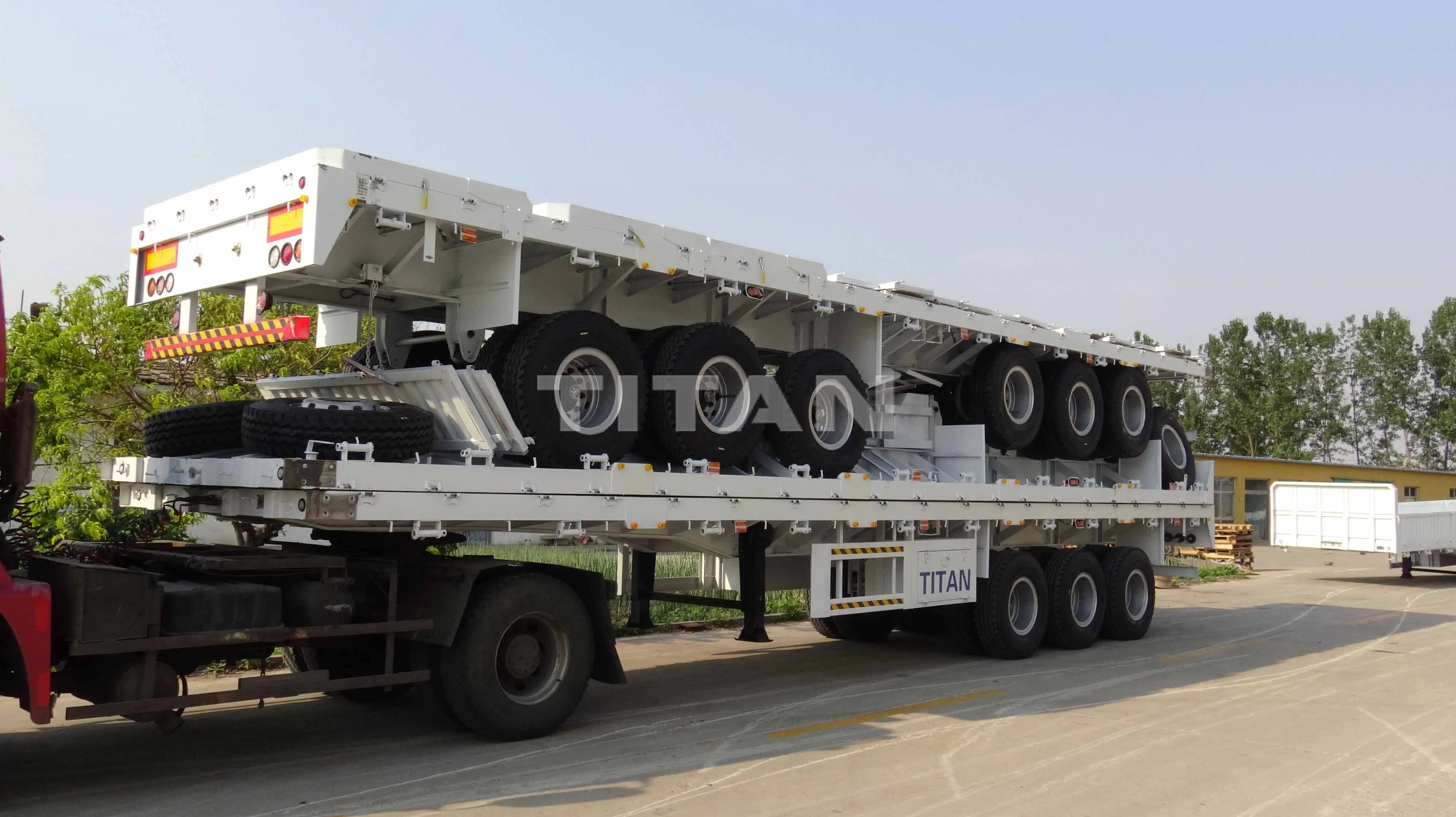 Tri - Axle 40ft High Bed Platform Flatbed Utility Trailers With 45 Tons ...