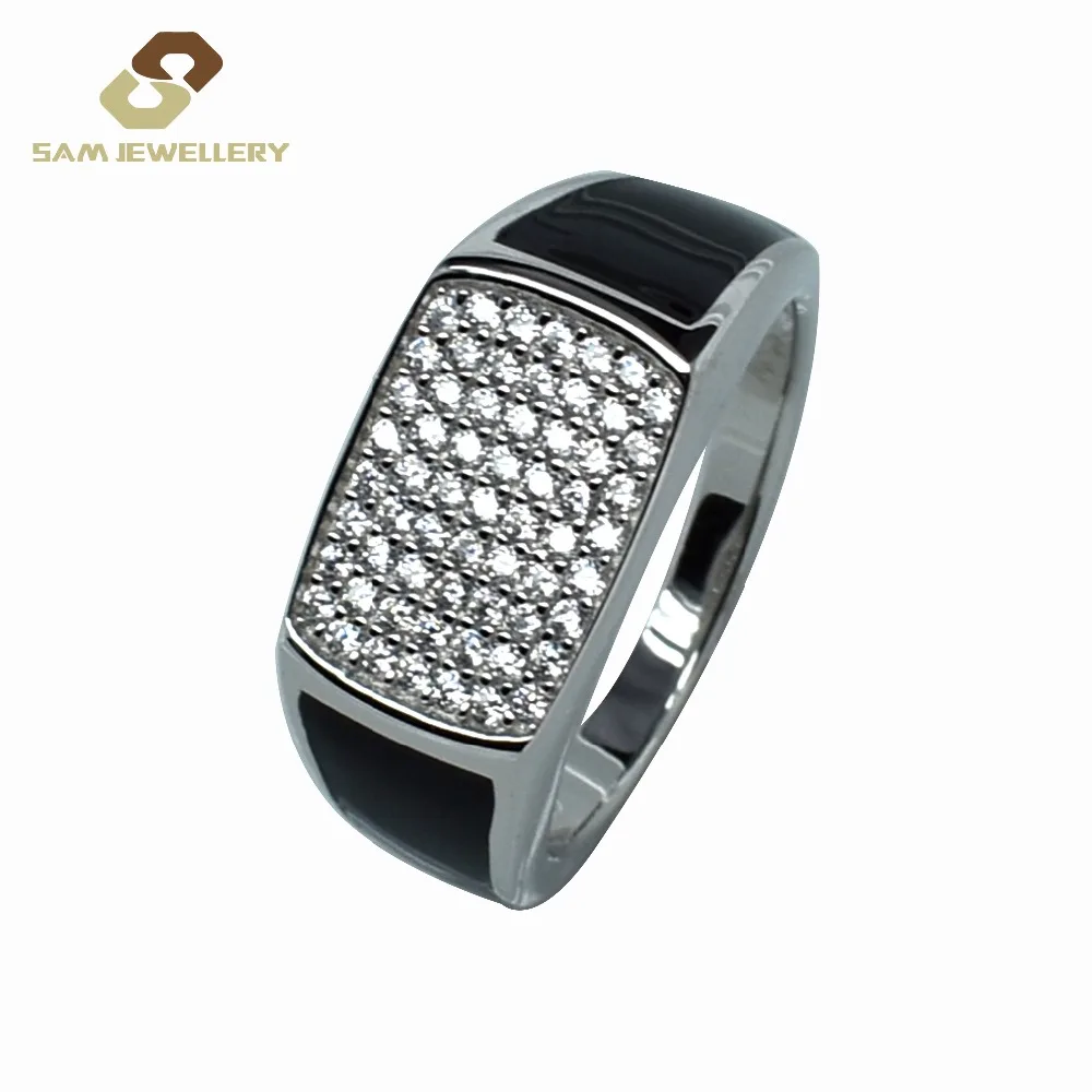 Men's Black Enamel 925 Silver Ring - Perfect Gift Idea