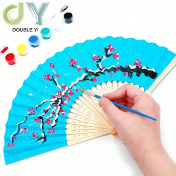 Custom Promotional Paper Hand Fan Diy Bamboo Hand Fan Frame Folding ...