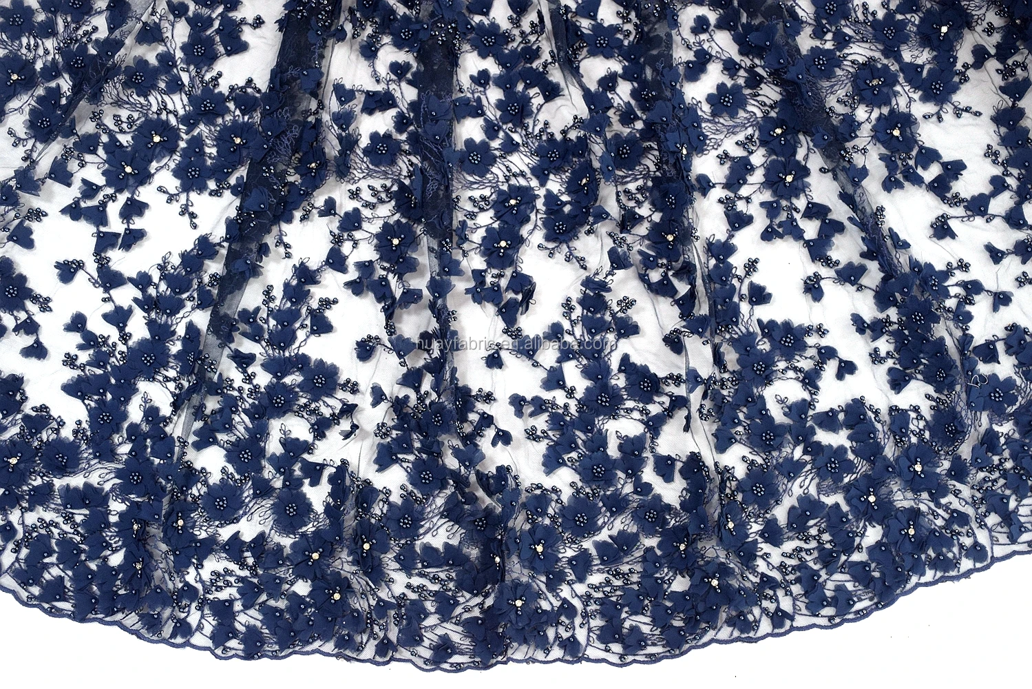 Navy Blue Lace Dress 3d Lace Fabric French High Quality Bridal Tulle ...