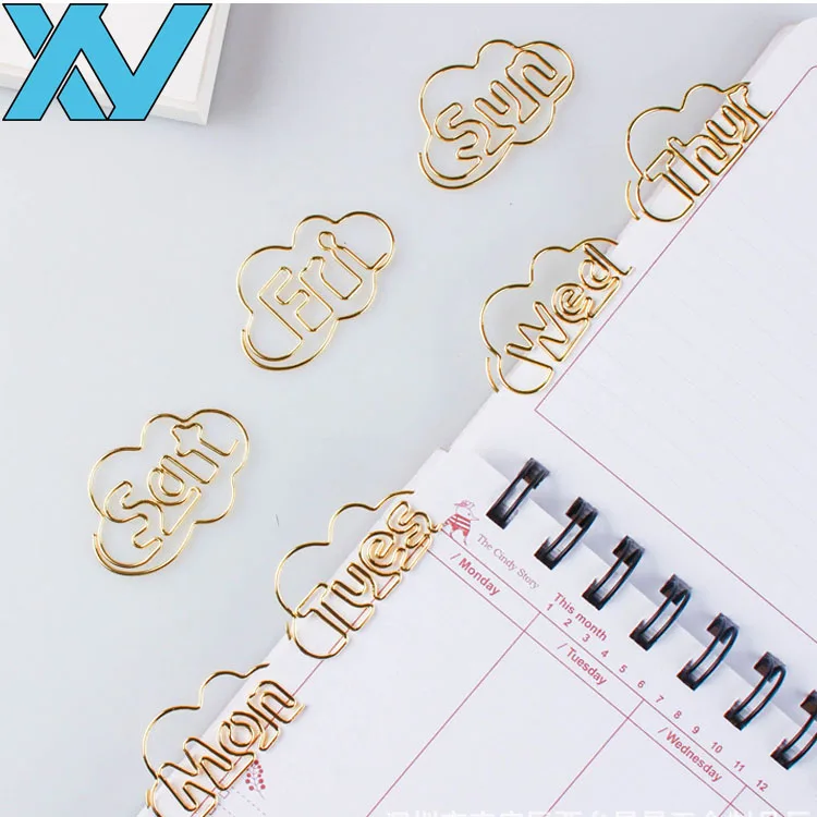 Month Week Shape Paper Clip Custom Gold Paper Clip - Buy Custom Shape ...