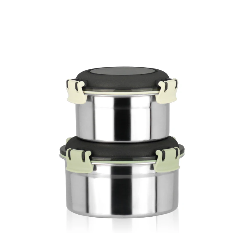 Round Metal Box Set Kid Stainless Steel Storage Box With Sealed Lid ...