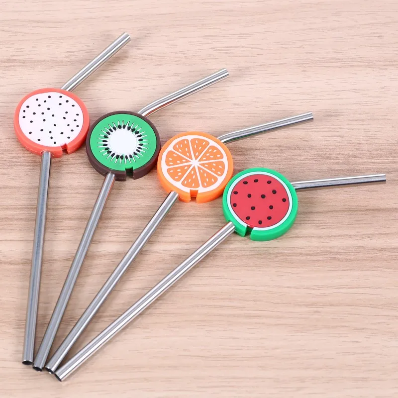 Creative Straw Cute Fruit Design 304 Stainless Steel Straws For ...
