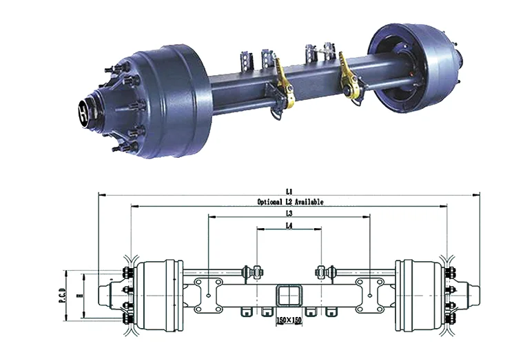 Transport Semi Trailer Axles with ABS Brake System Parts Axis
