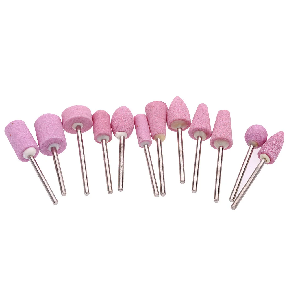 12pcs Quartz Nail Drill Bit Pink Drill Bit With Different Shapes Nail ...